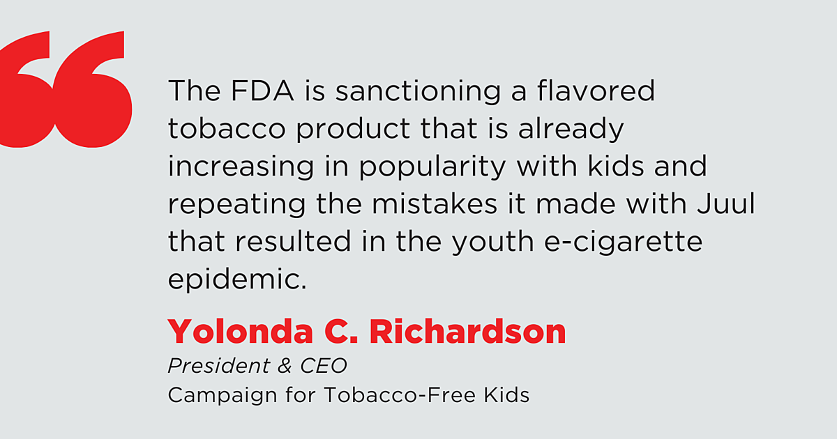 FDA Authorization of Flavored Zyn… | Campaign for Tobacco-Free Kids